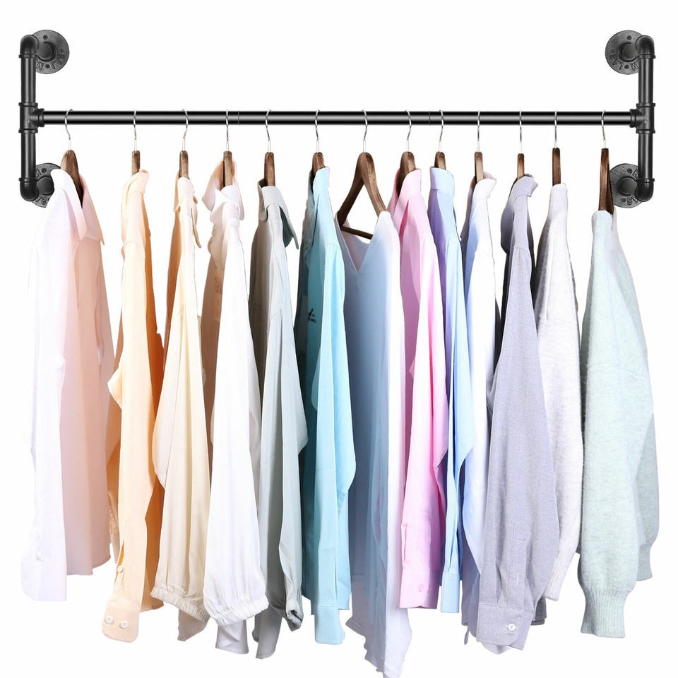 Adjustable Wall Mounted Clothes Rack Hanging Rail for Kitchen Bedroom ...