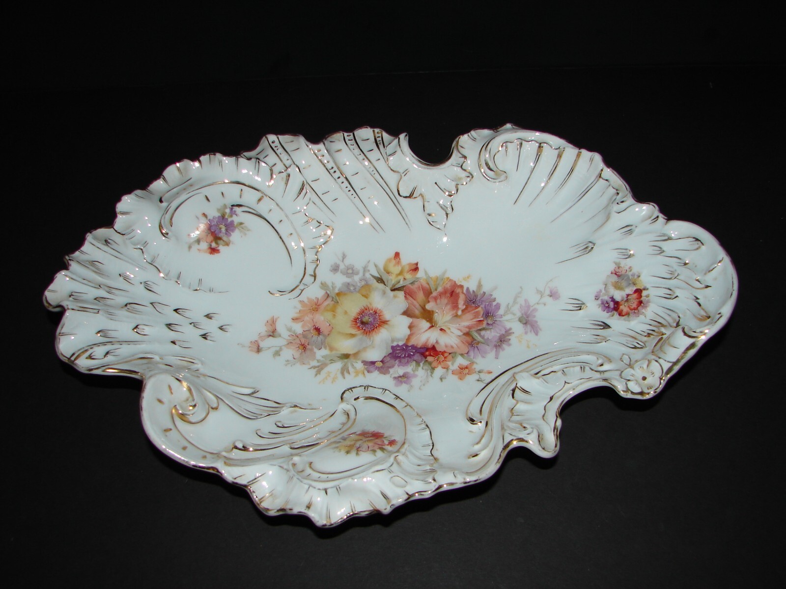 Art Nouveau CT Carl Tielsch Porcelain Bowl Wild Flowers Gold Trim ...