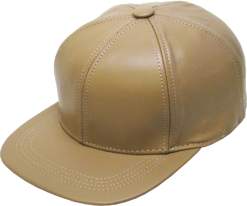 Made In USA 100% Genuine Leather Solid Baseball Ball Cap Adjustable Hat ...
