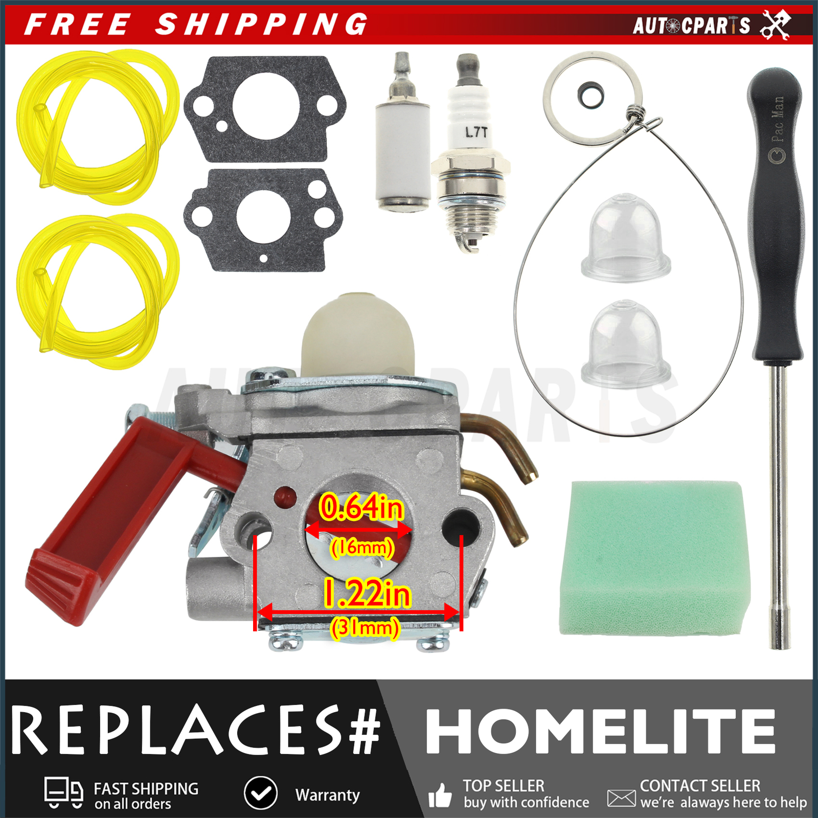 Carburetor carb For Homelite UT15169 Zip Start Trimmer UT20740 Gas ...