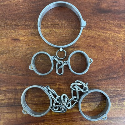 Stainless Steel Handcuffs Ankle Cuffs Neck Collar Shackles Roleplay ...