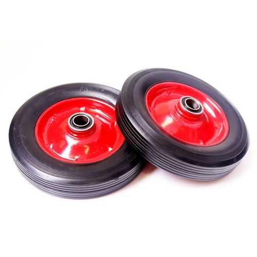 200mm (8") Solid Rubber Red Steel Wheel 45mm Wide 20mm Bore Truck ...