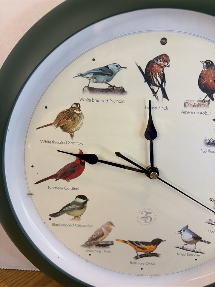 Audubon Singing Bird Clock 12 North American Song Birds Quartz 13" 1997 ...