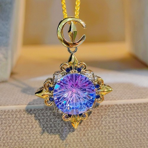 New Fireworks cut 14mm Bi Color Tourmaline Gemstone Women Girl Gold ...