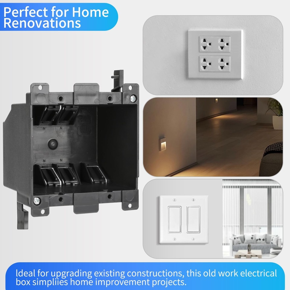 2-Gang Black Non-Metallic PVC Old Work Electrical Box Black 25 Cubic ...