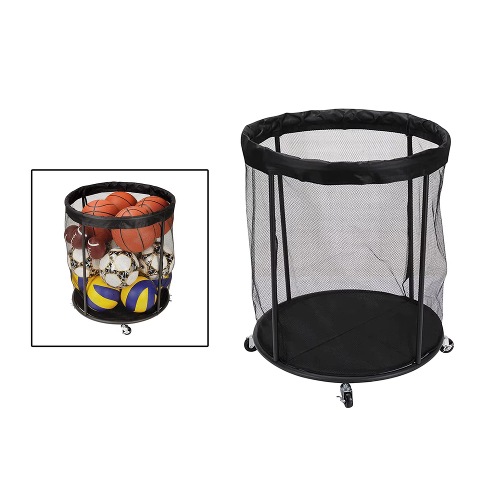 Rolling Sports Ball Storage Cart Heavy Duty for Garage Lockable Wheels ...