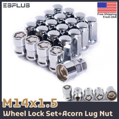 [24] Chrome M14x1.5 Wheel Lug + Wheel Lock Fit F-150 Silverado1500 SUV ...