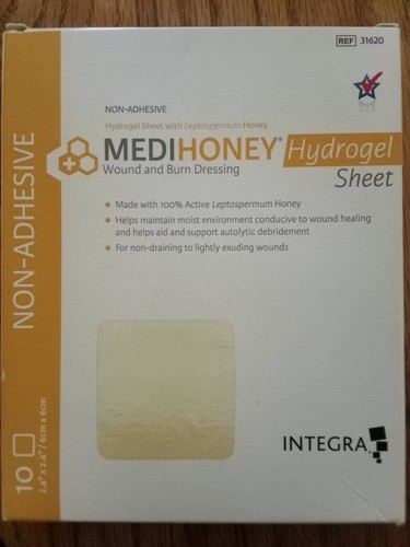 Manuka'HD Lite~Box 10 Medi-Honey Impregnated Dressing~Hydrogel Sheet ...