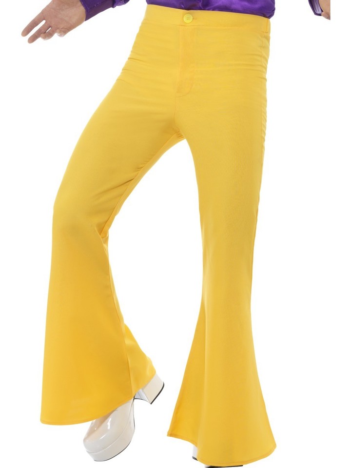 MENS 60S 70S DISCO DANCE FEVER FLARED BELL BOTTOM COSTUME PANTS ...