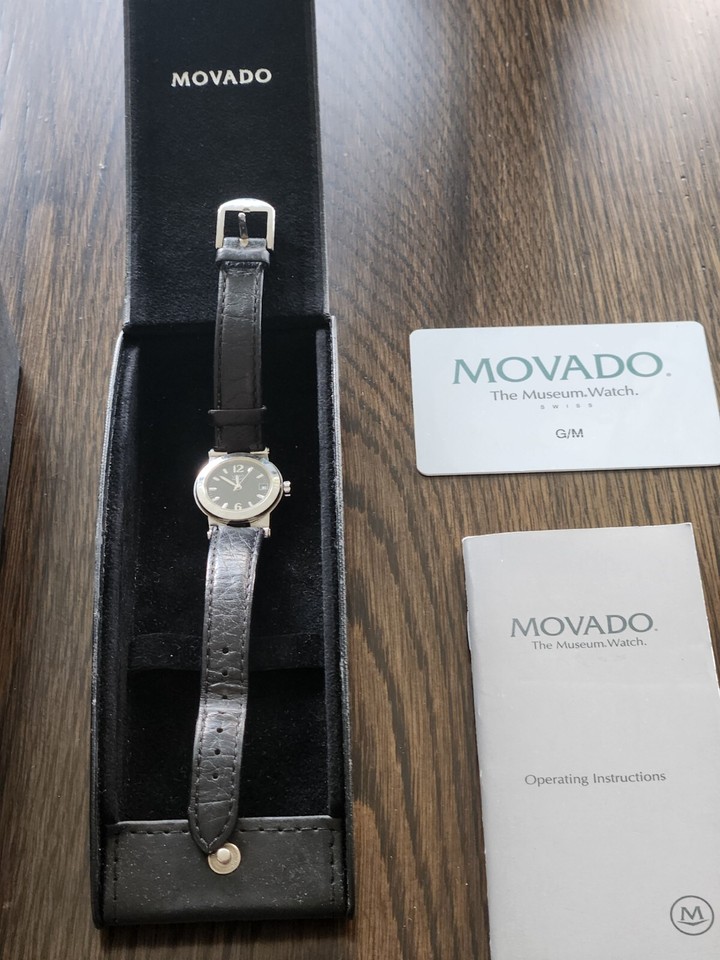 Movado Women's Watch- Beautiful, Classic; Black Face; Black Leather ...