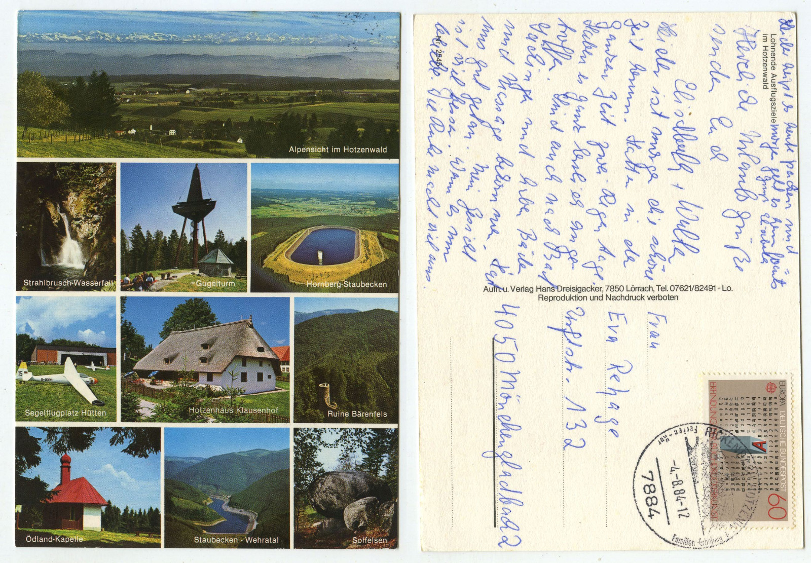 27694 - Ausflugsziele im Hotzenwald -Ansichtskarte, gelaufen Rickenbach ...