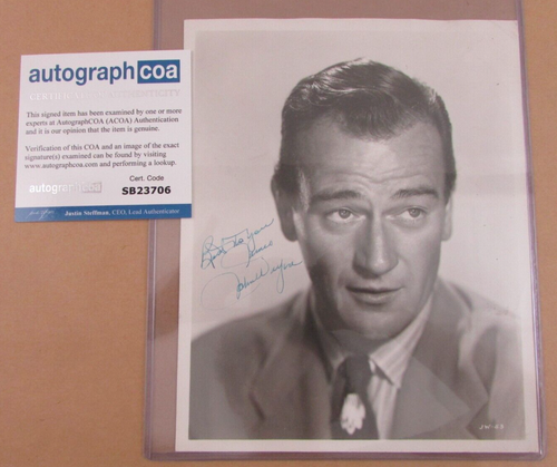 John "Duke" Wayne Autographed Inscribed Photograph - AUTHENTICATED ACOA ...