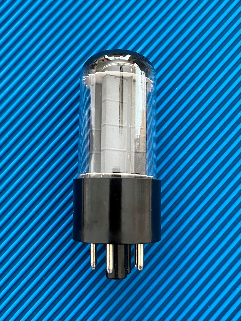 GE 5Y3GT Rectifier Tube 1971, Wide Base GREY 3-Hole Pl O Getter ...