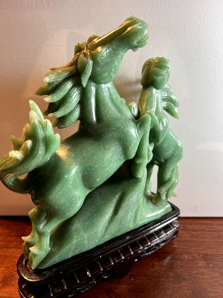 Natural Nephrite Jade Running Horses Statue Sculpture Carving Carved ...