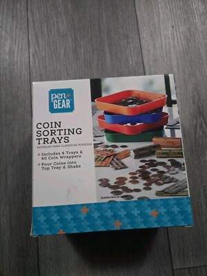 4-Color Coded Coin Sorting Trays with 40 Coin Wrappers | eBay