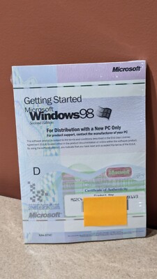 Microsoft Windows 98 Second Edition SE COA, CD-ROM, Boot Floppy, Sealed ...