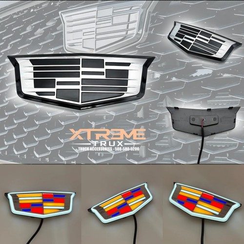 CHROME W/ MULTI COLOR LED Illuminated Grille Emblem For 15-20 Cadillac ...