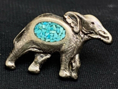 Sterling and Turquoise Elephant Tie Tack/Pin Circa 1970’s Vintage | eBay