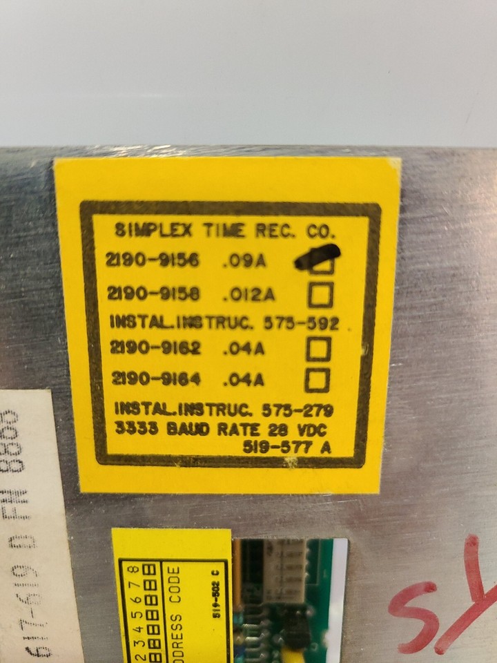 Simplex 2190-9156 Fire Alarm Zam .09A | eBay