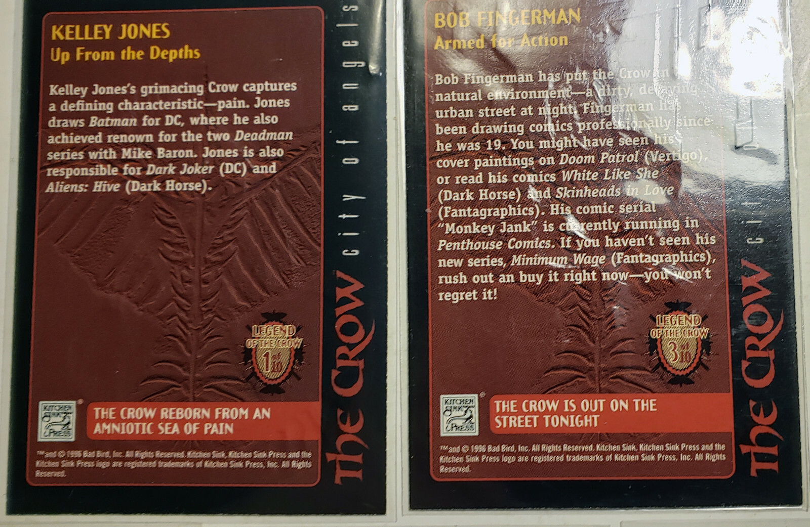 THE CROW City of Angels Kitchen Sink lot of 5 Chase Cards 1996 Chromium ...