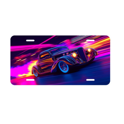 Hot Rod LICENSE PLATE Car Tag 4- Sizes Available Black Light Look | eBay