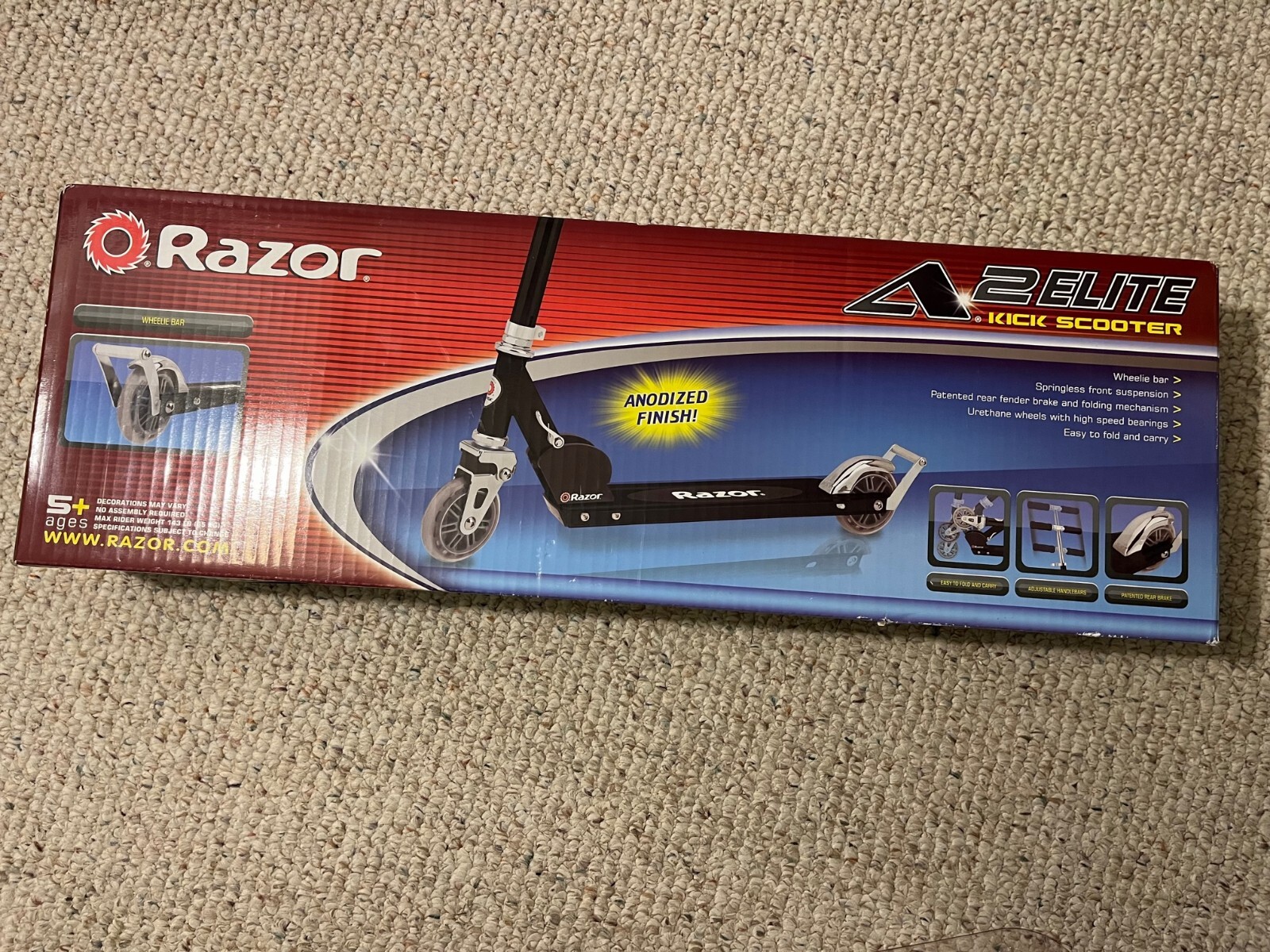 Razor A2 Elite Kick Scooter - Black, With Wheelie Bar | eBay