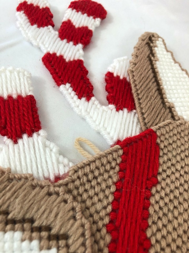 Vintage Rudolph In Wreath Wall Hanging Plastic Canvas Pattern Kit 13" x ...