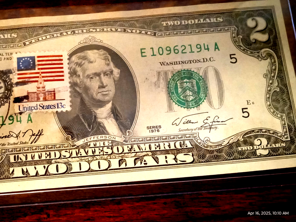 SALE - 1976 Two Dollar Fed Reserve Note $2 w/Postage Stamp, Day and Year. Crisp | eBay