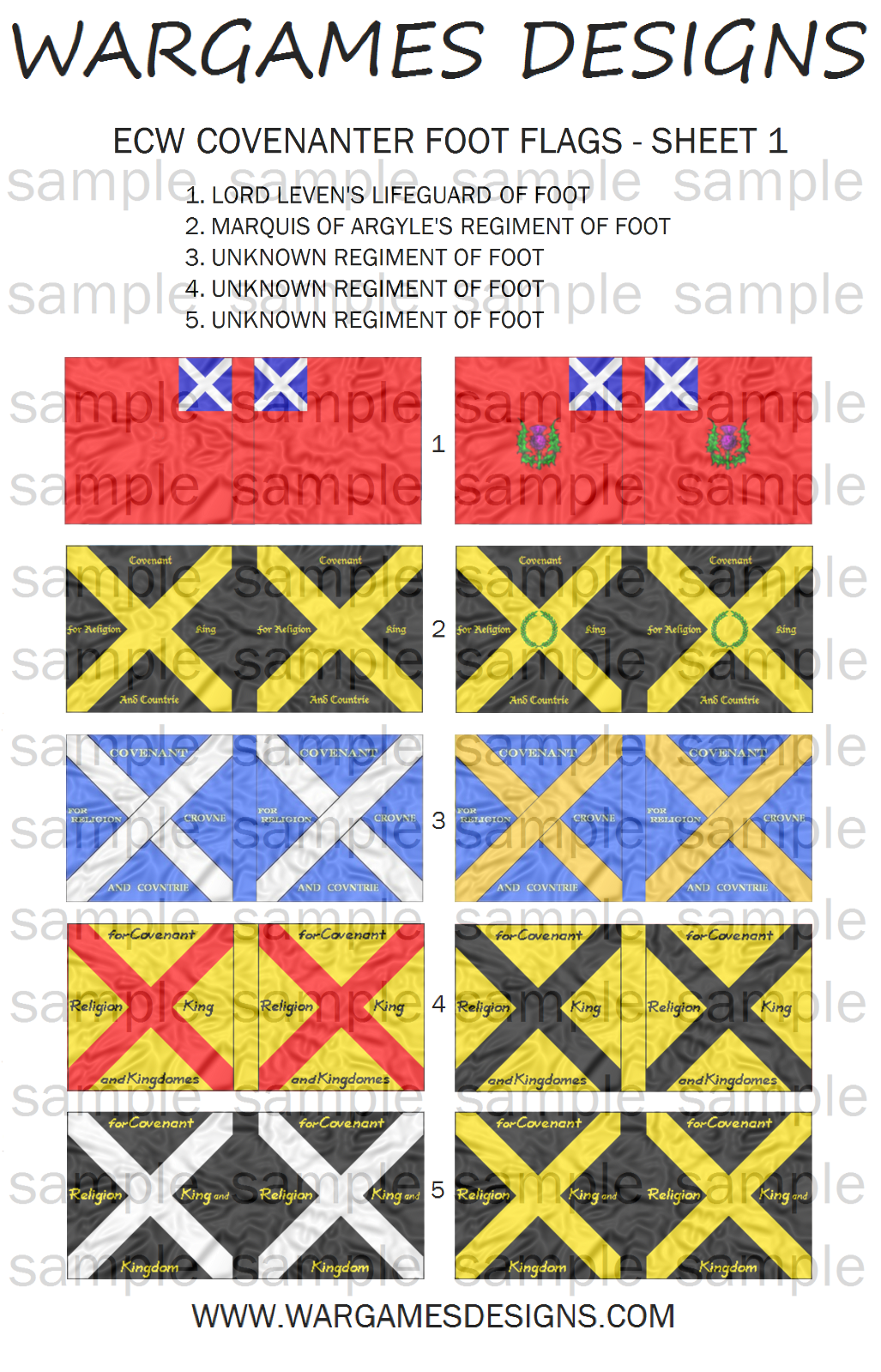15mm ECW Covenanter Foot Flags Sheet 1 - Pike & Shotte, FOGR, DBR, WECW ...