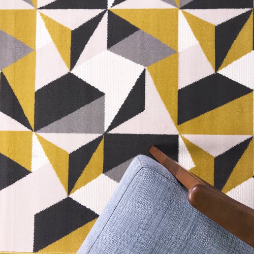 Ochre Mustard Rugs For Living Room Modern Soft Warm Yellow & Grey ...