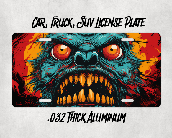 Retro Evil Monster Pop Art License Plate aluminum vanity car truck tag ...