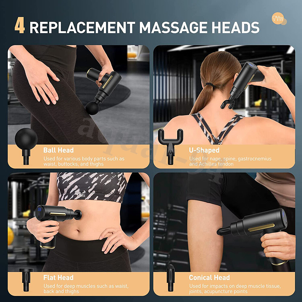 10 Speed Massage Gun 4 Heads Muscle Massage Gun Chargeable Handheld ...