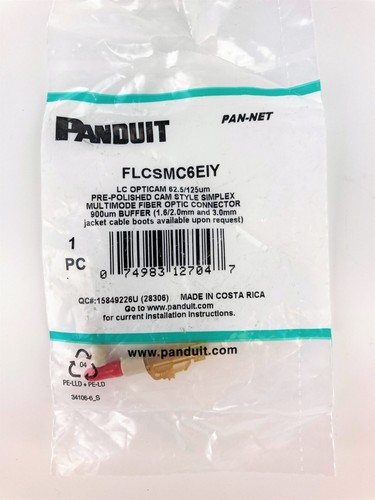 Panduit FLCSMC6EIY Pre-Polished Fiber Optic Connector LC MM OM1, Ivory ...