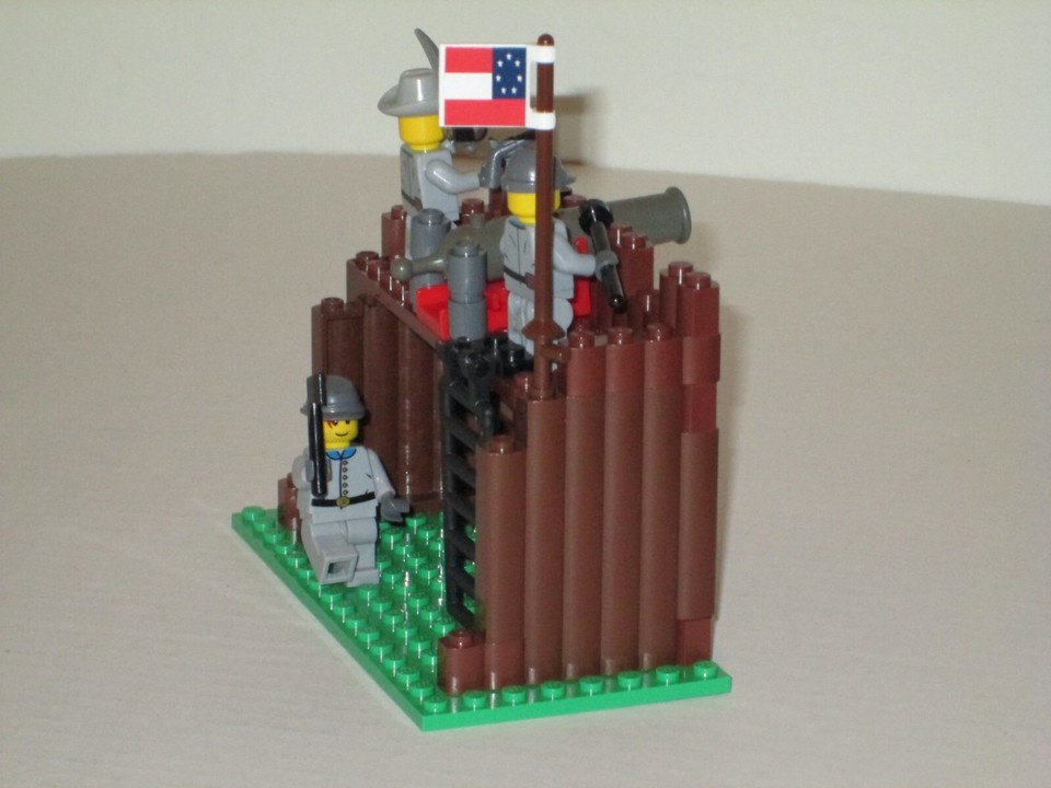 Civil War Confederate Themed Era 3 Minifig Army Mini-Fort Outpost ...