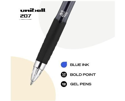 Uniball Gel Pens 207 Signo Gel 1.0mm Bold Point, 12 Packs Blue Pens ...