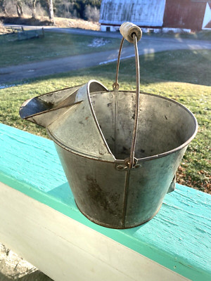 RARE Vtg MILK PAIL w Built-In STRAINER DAIRY FARM Bucket Cow/Goat Milk ...