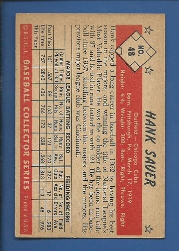 1953 BOWMAN COLOR # 48 HANK SAUER CHICAGO CUBS VGEX FREE SHIPPING | eBay
