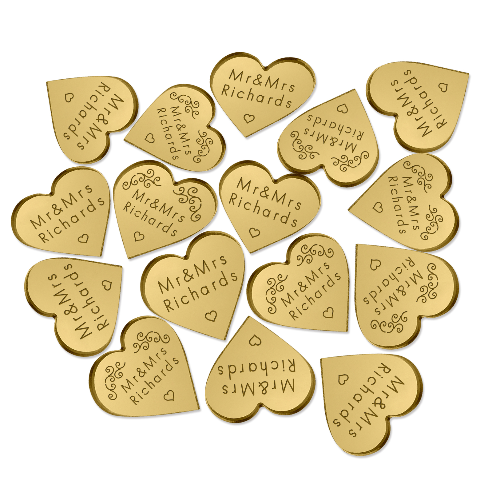 Personalised Mini Heart Tokens Wedding Favours Mr Mrs Decoration Custom ...