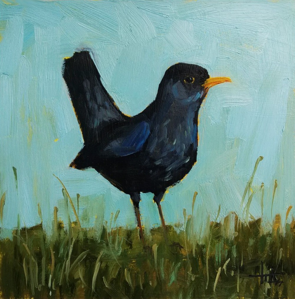 Blackbird Oil Paintings Sheila Flinn, 'Blackbird And Thrush', Original