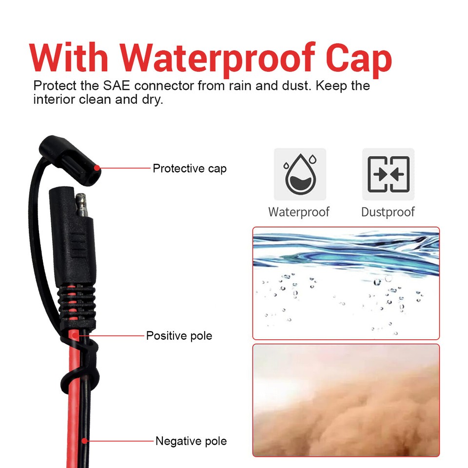 14AWG SAE To SAE Battery Cable Tender Terminal Connector Harness ...