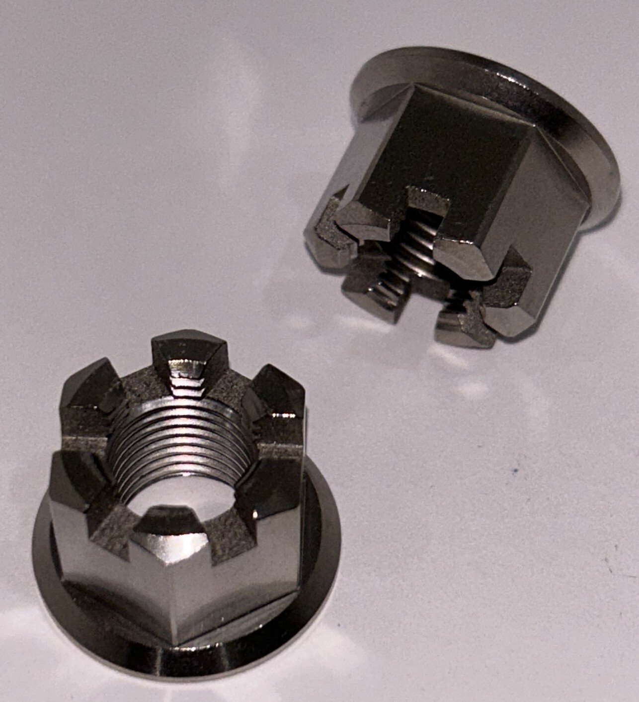 2pcs M12 x 1.25 Titanium Ti Hex Flange Slot Castle Crown Nut | eBay
