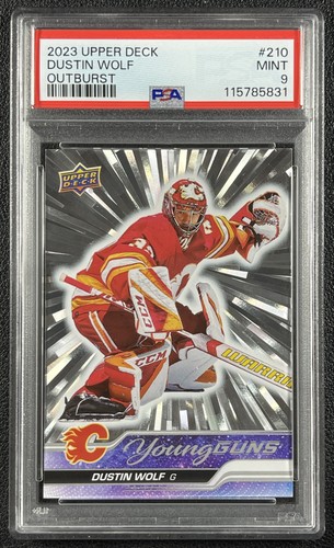 DUSTIN WOLF PSA 9 2023-24 UPPER DECK #210 ROOKIE OUTBURST SILVER YOUNG ...