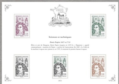 France 2023 heritage patrimoin Denis Papin 1647 1714 Technology steam ...