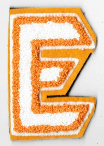 CHENILLE PATCH VARSITY LETTERMAN LETTER JACKET 3" E ORANGE WHITE POP ...