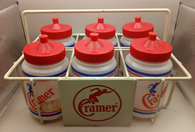 Vintage R.W. Cramer Sports Bottles (6) & Metal Carrier W/ Retractable ...