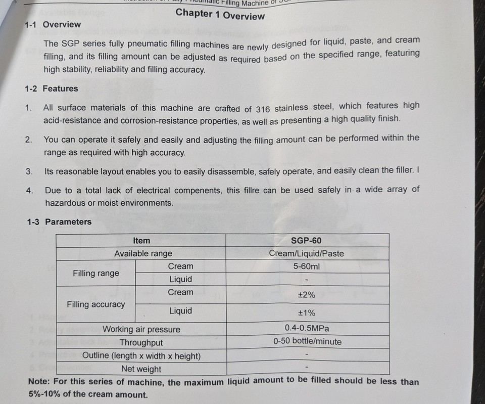 Cleveland Fully Pneumatic Piston Filling Machine Model SGP-60 | eBay