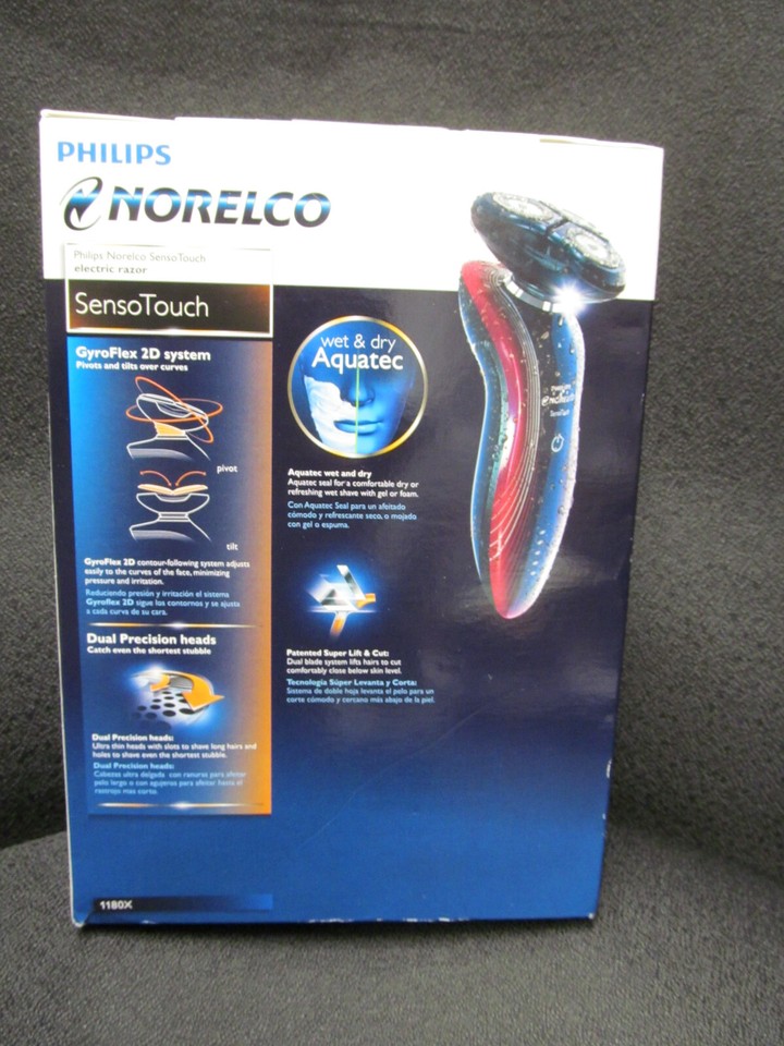 NEW PHILIPS NORELCO SENSO TOUCH CORDLESS ELECTRIC RAZOR AQUATEC 1180X FREE SHIP | eBay