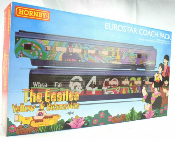 Hornby R40001 The Beatles Yellow Submarine EuroStar Coach Pack OO Gauge ...