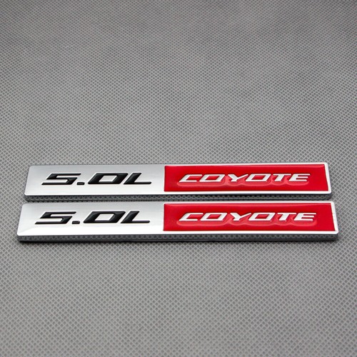 2Pcs 5.0L Coyote V8 Metal Badge 3D Chrome GT Engine Emblem Car Sticker ...