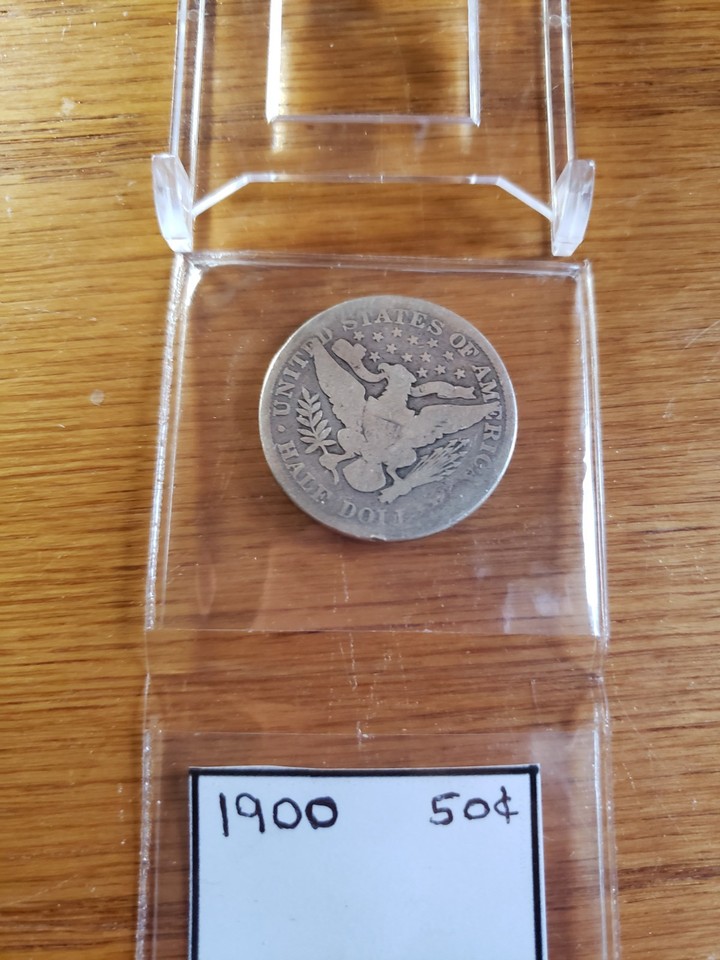 1900 50C Barber Half Dollar Very Good+ Semi Key Date US Mint 90% Silver ...